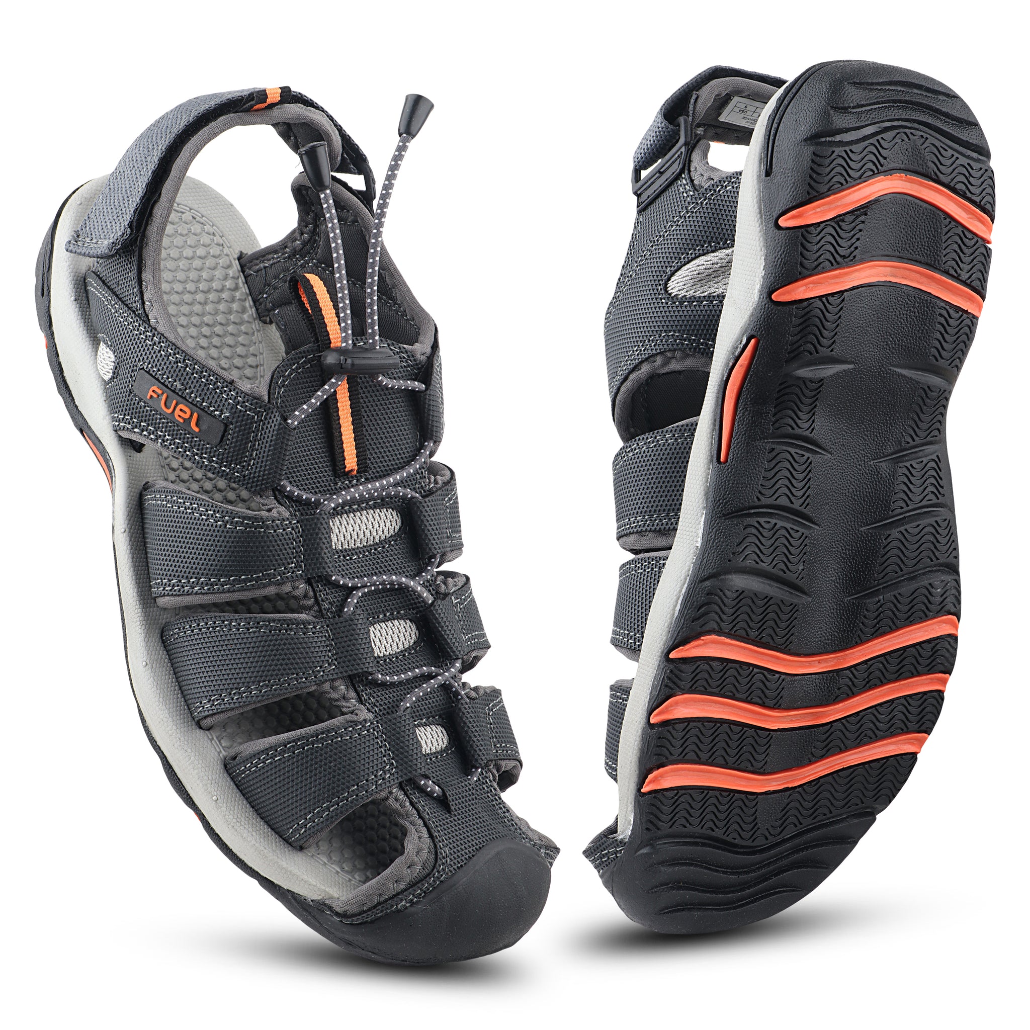 Fuel Soldier-08 Fisherman Sandals for Men (Grey-Orange)