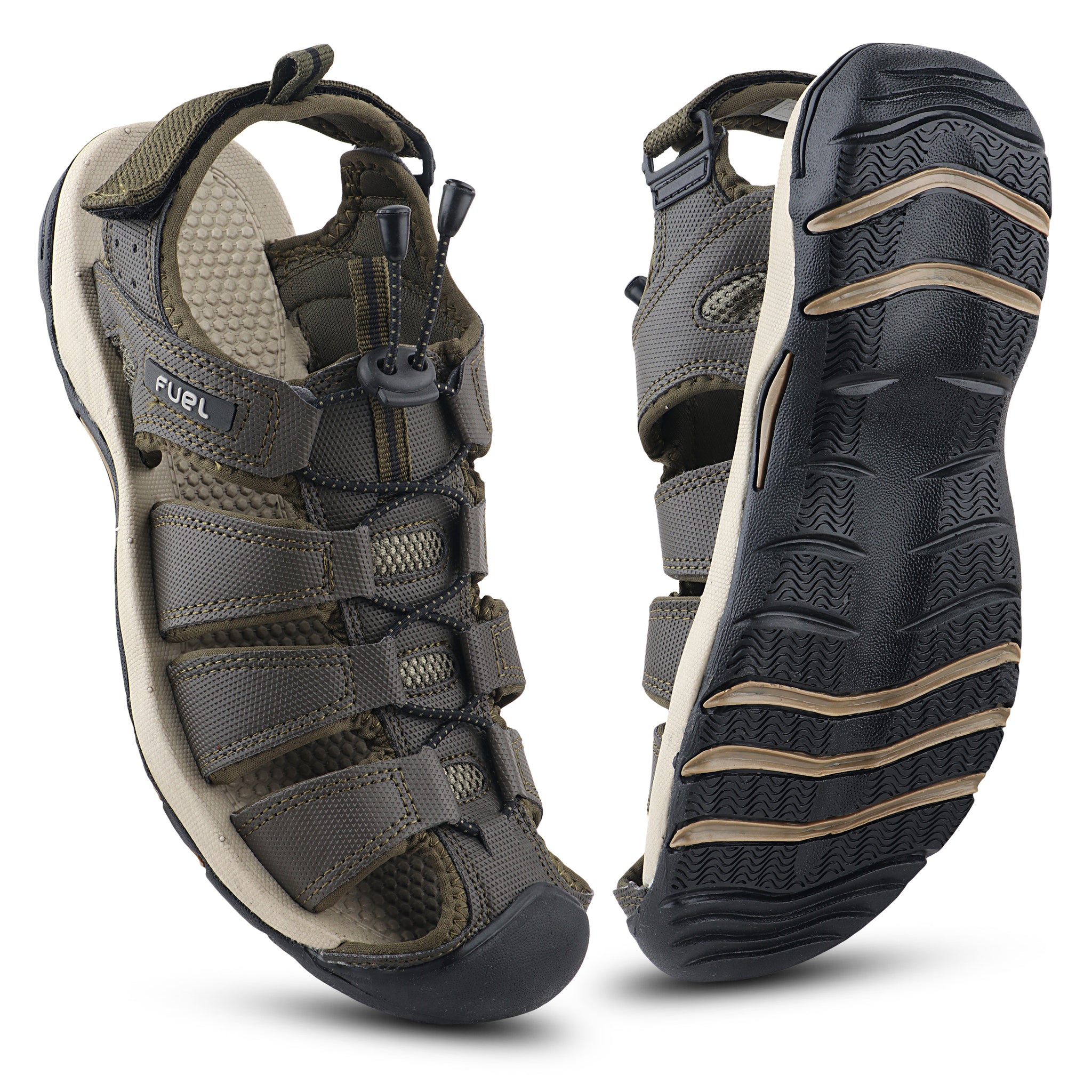 Fuel Soldier-08 Fisherman Sandals for Men (Olive-Beige)
