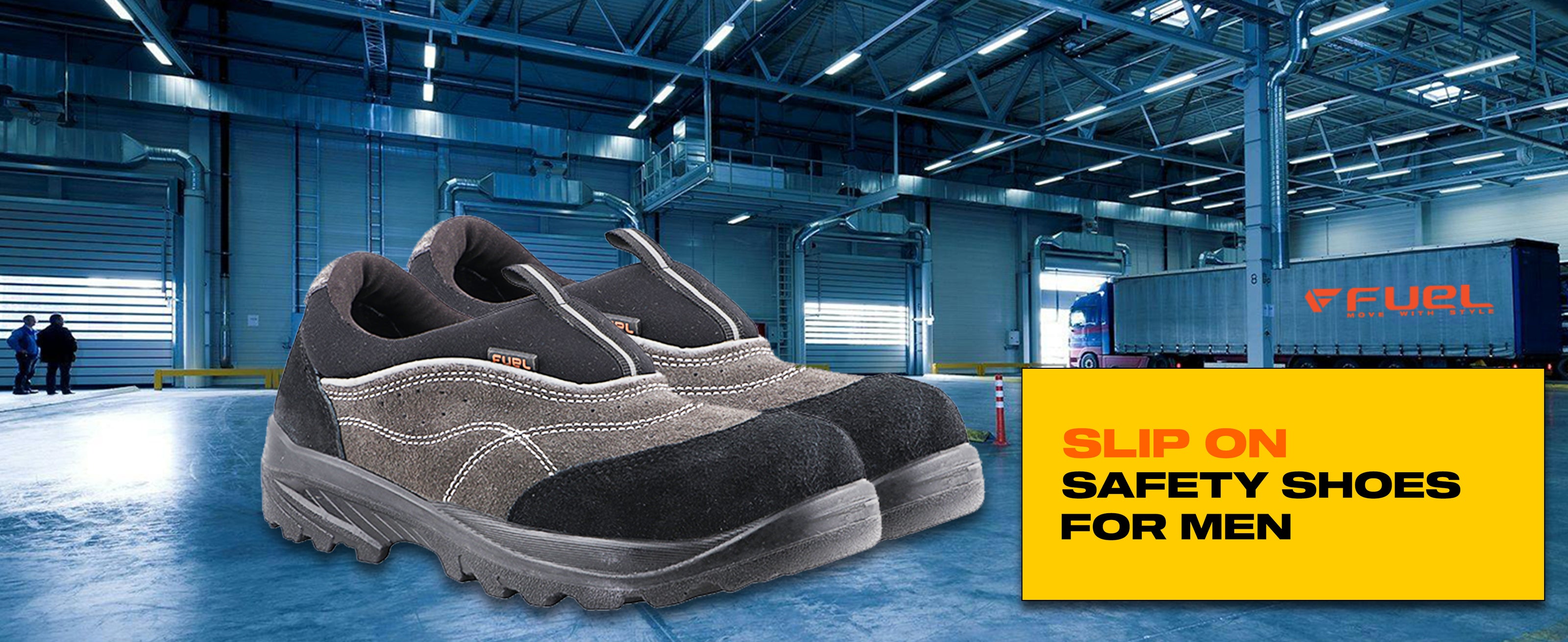 FUEL Slip-on Safety Shoes for Men Industrial PU Single Density Sole, 2
