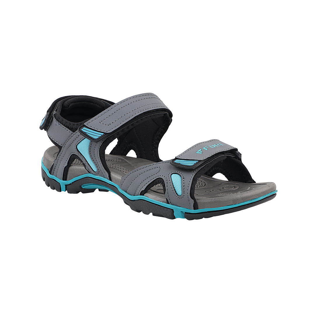 FUEL Jordan Men’s Anti-Skid Sole Velcro Strap Outdoor Sandals (Grey/Aq