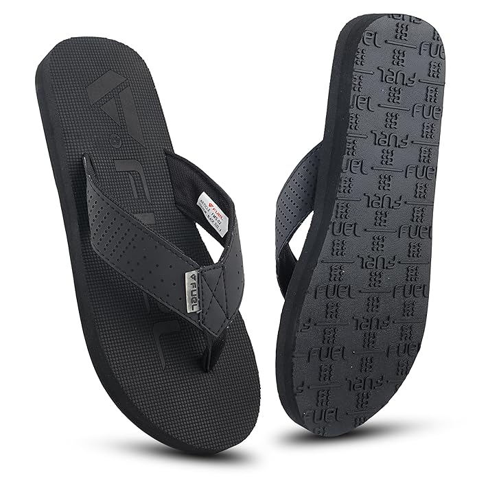 FUEL Men's Slippers, Flip Flops For Men (FMS-02) BLACK