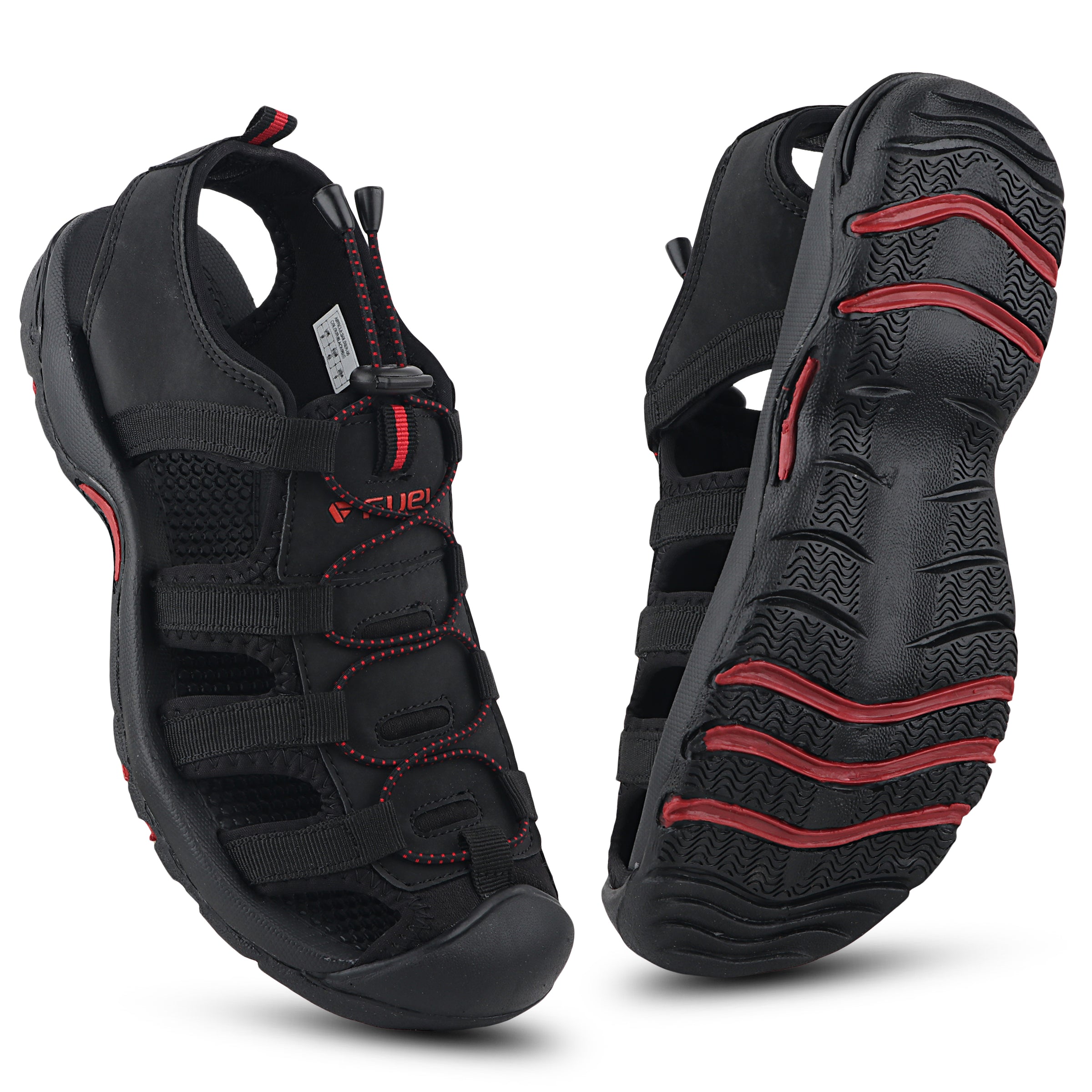 Fuel Soldier-06 Fisherman Sandals for Men (Black Red)