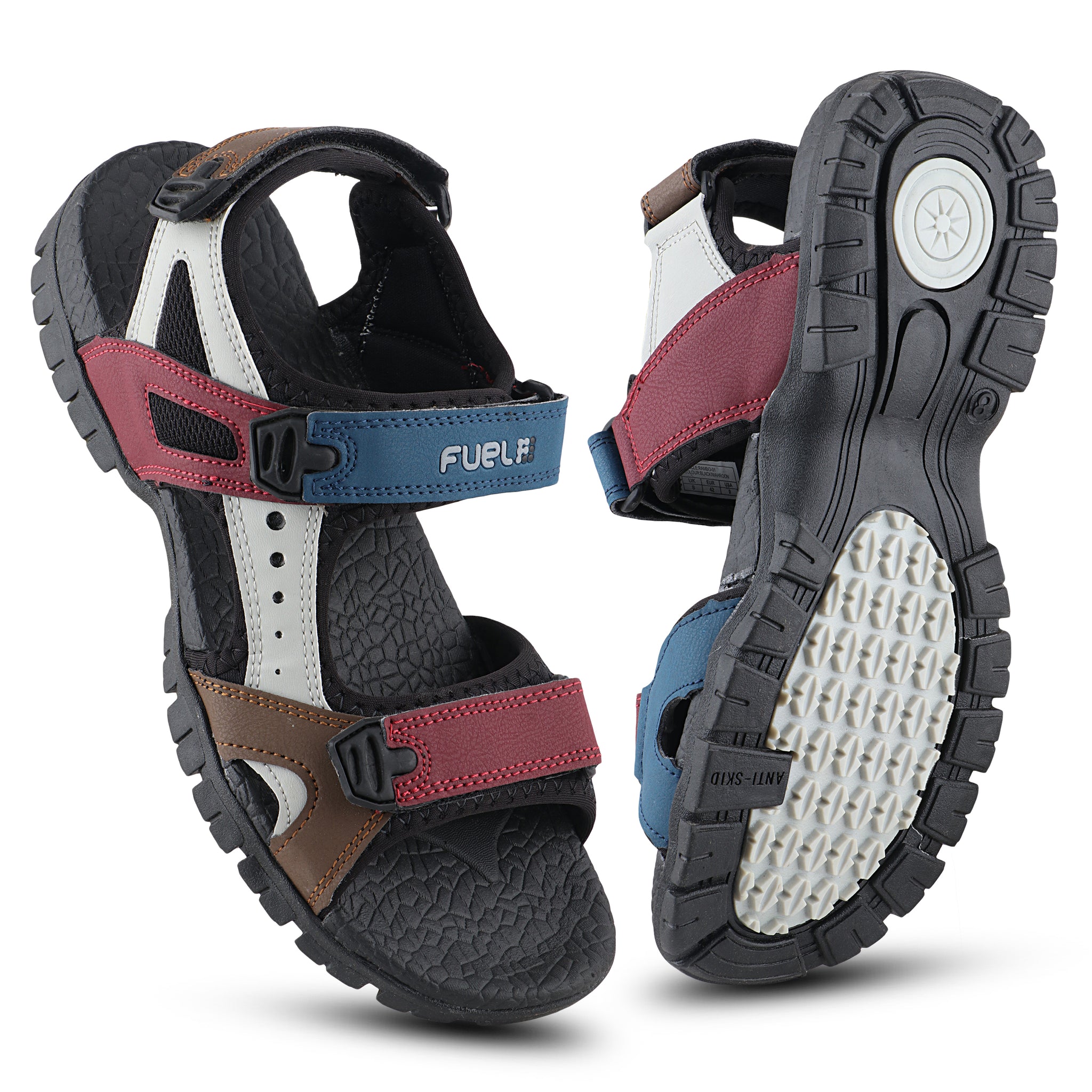 FUEL Rambo-01 Sandals For Men's (BLACK-MAROON)