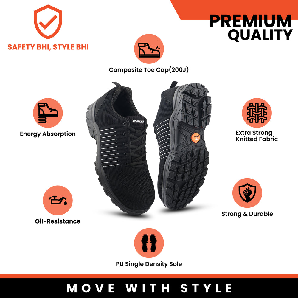 Fuel Aqua Safety Shoes For Men's (Black)