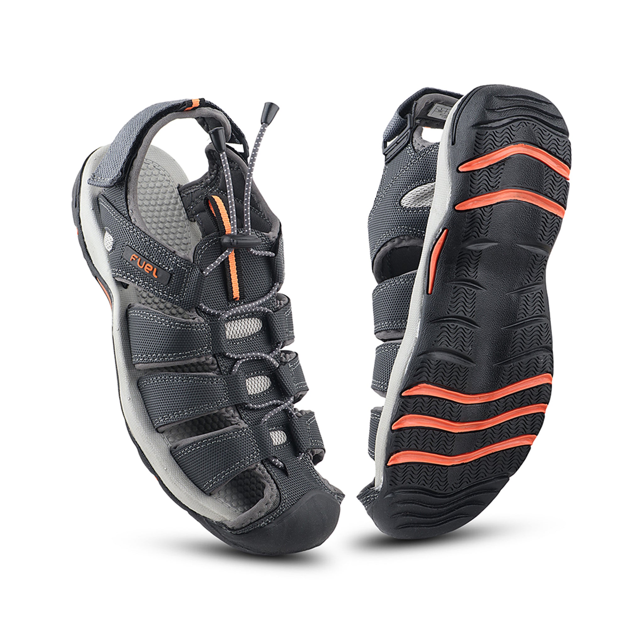 Fuel Soldier-08 Fisherman Sandals for Men (Grey-Orange)